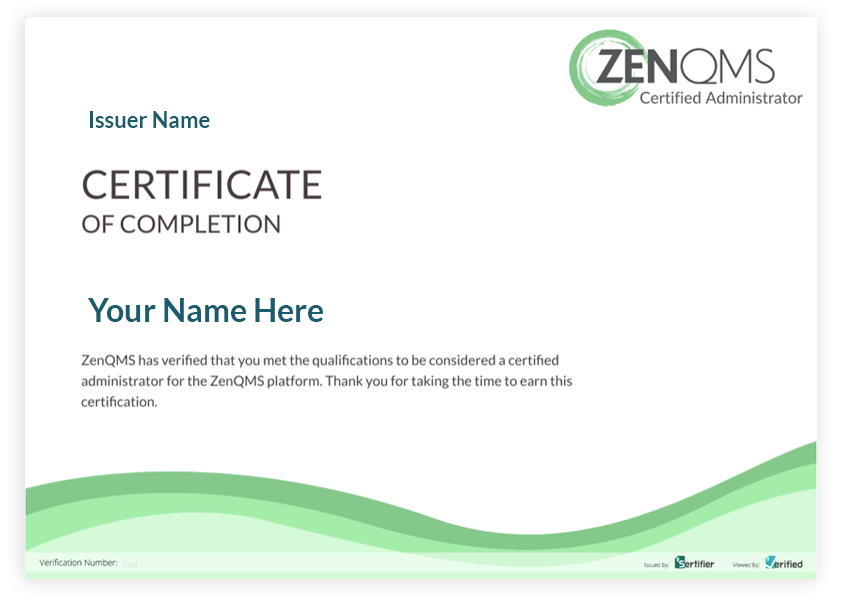 ZenQMS Certified Administrator